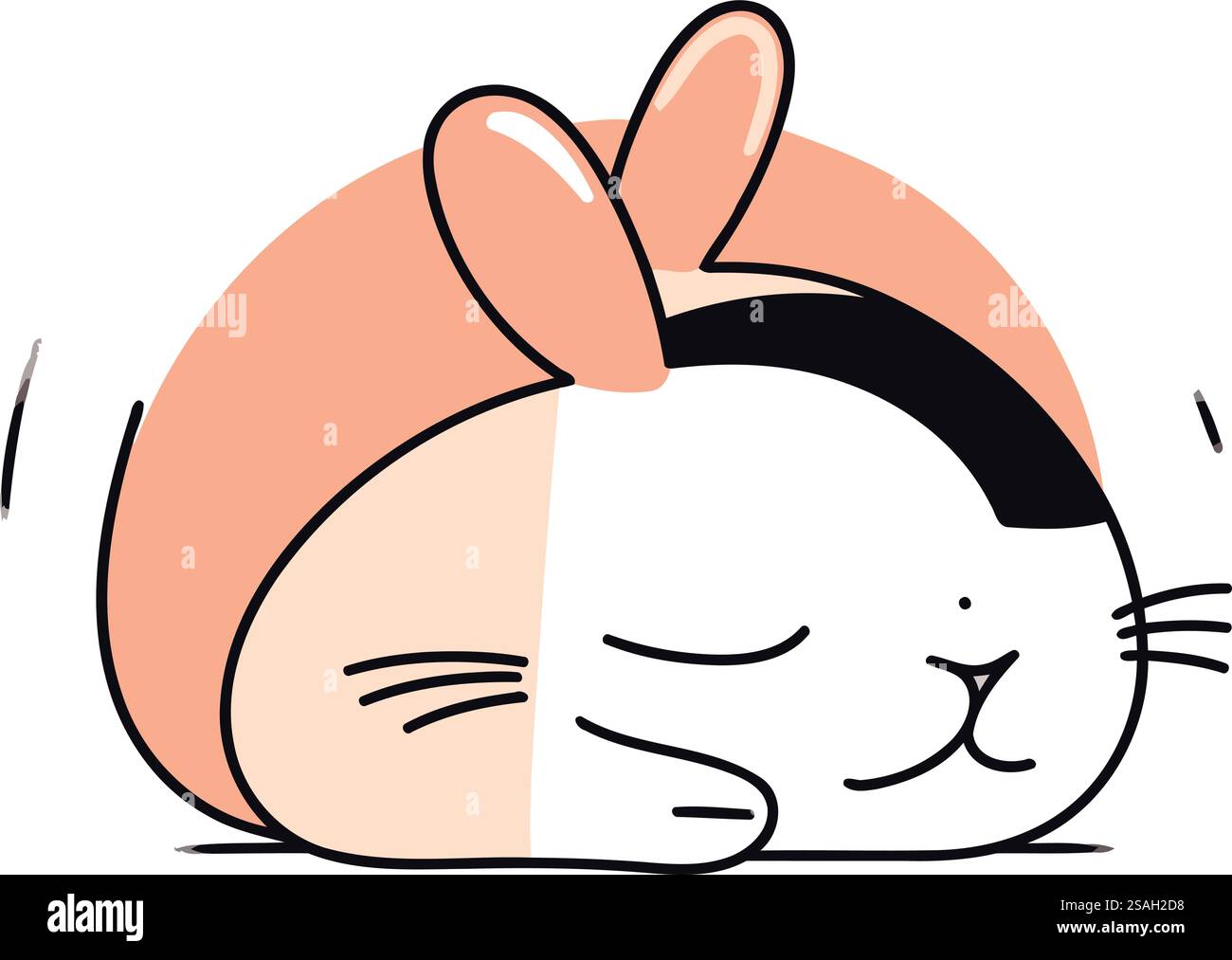 Cute cartoon rabbit sleeping. Vector illustration in doodle style Stock ...