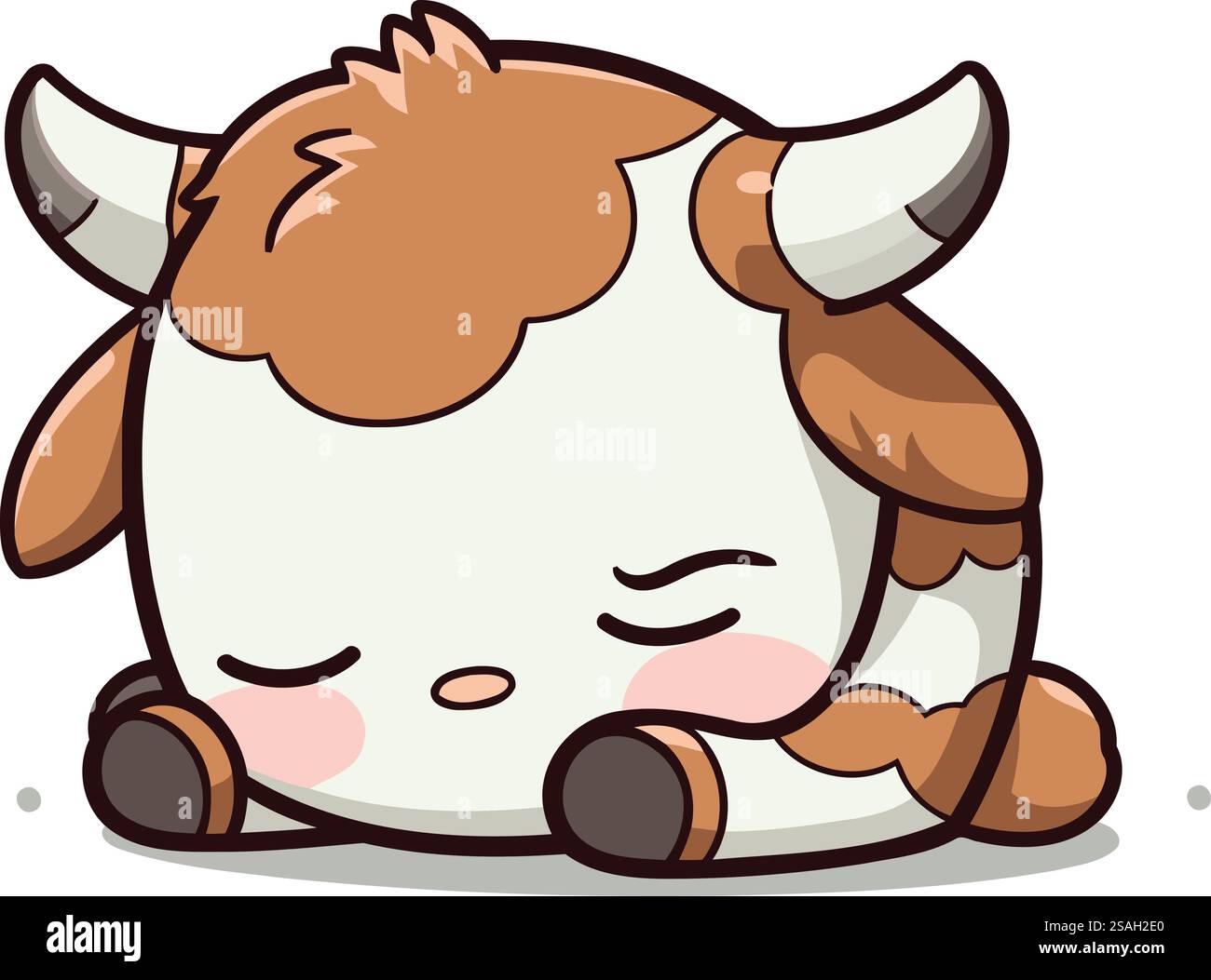 Cute cartoon cow. Vector illustration. Isolated on white background ...