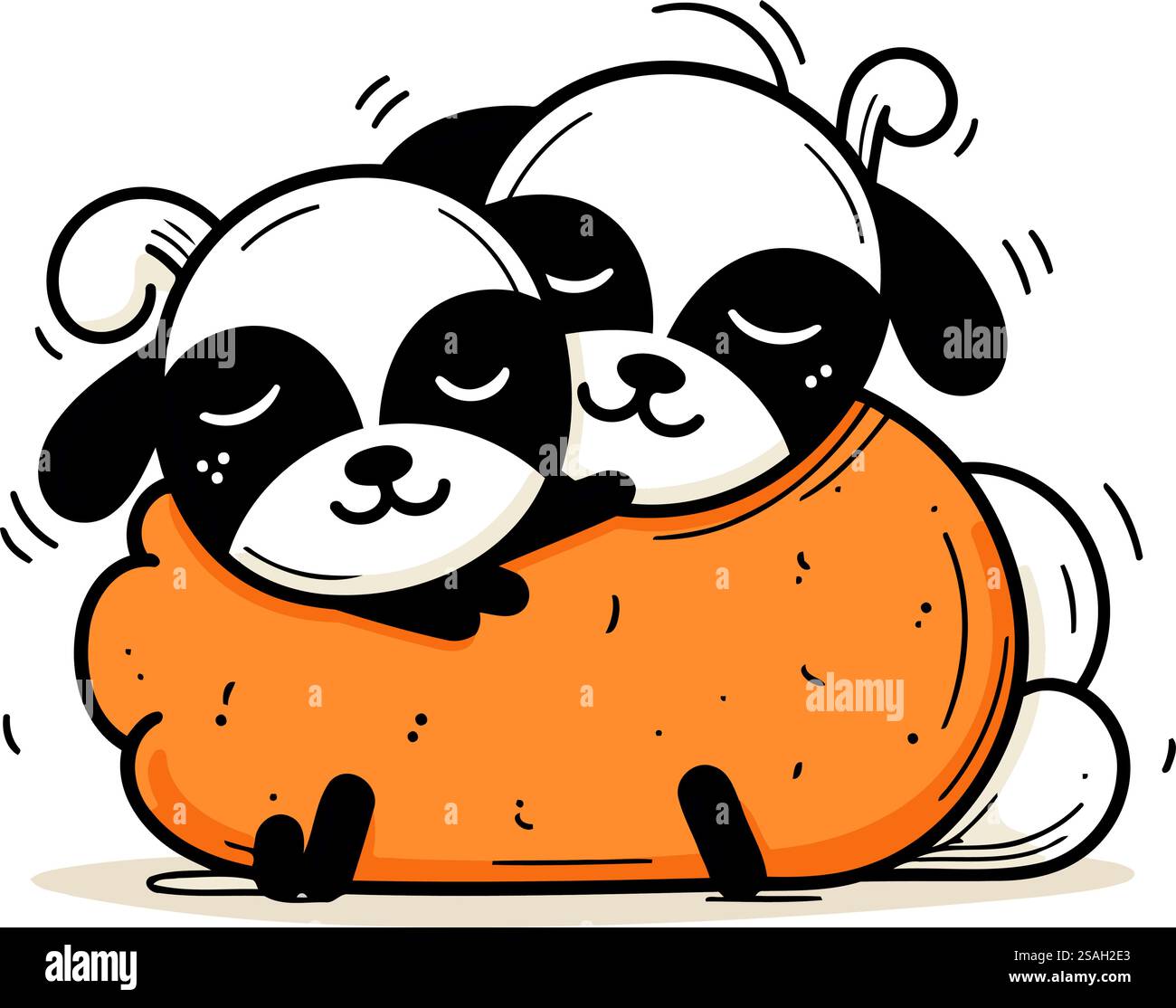 Cute panda dog sleeping in a pillow. Vector illustration Stock Vector ...