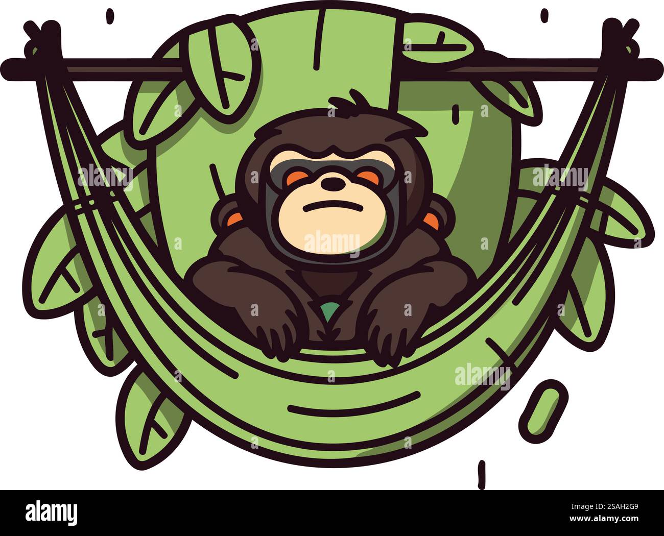 Monkey in hammock. Vector illustration. Isolated on white background ...