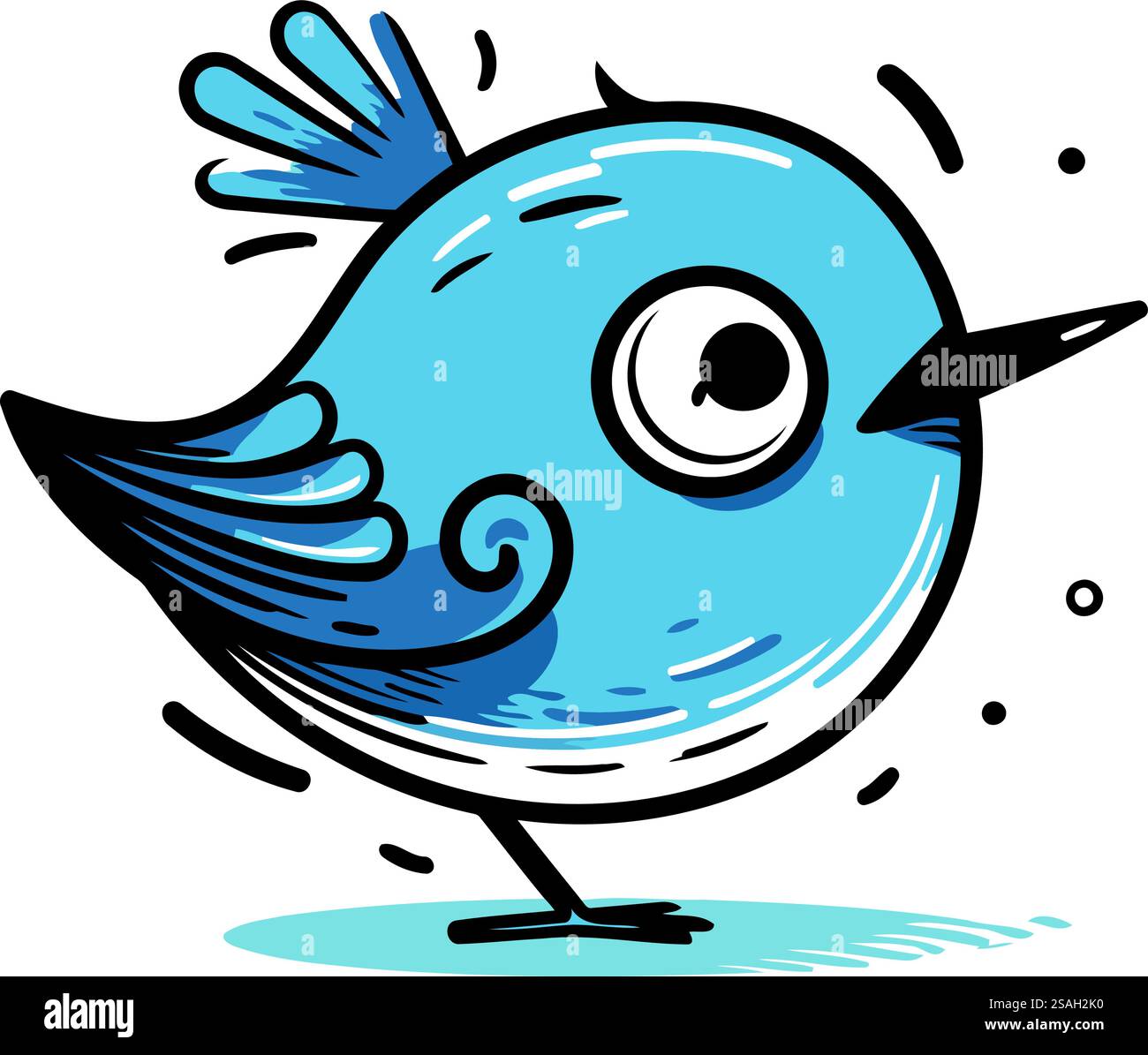 Cute blue bird. Vector illustration. Isolated on white background Stock ...