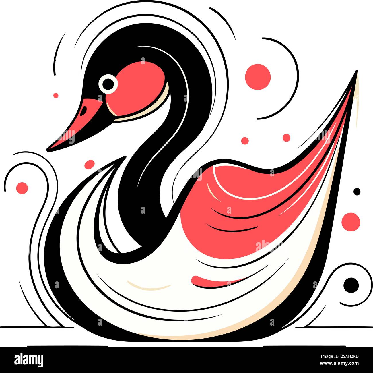 Vector illustration of a stylized swan swimming in the sea Stock Vector ...