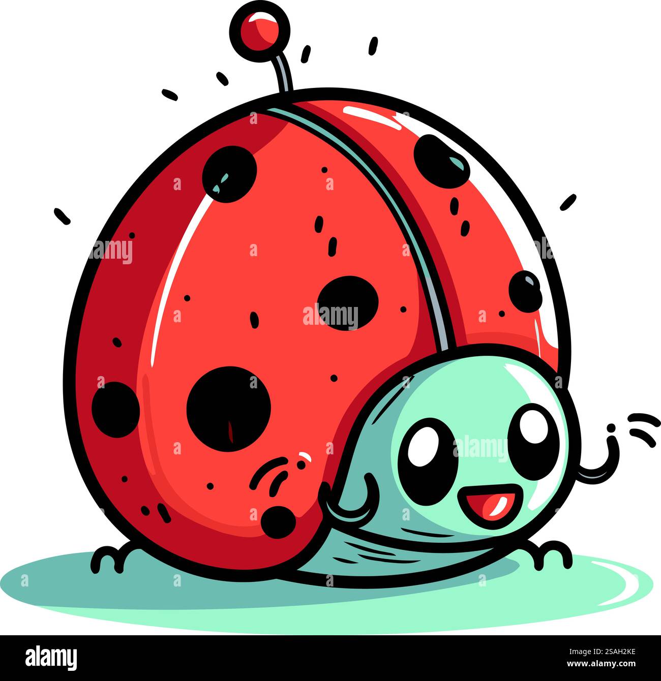 Cute cartoon ladybug isolated on white background. Vector illustration ...