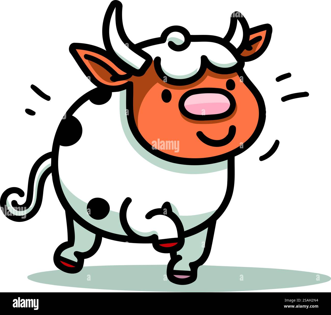 Cute cartoon cow running. Vector illustration isolated on white ...
