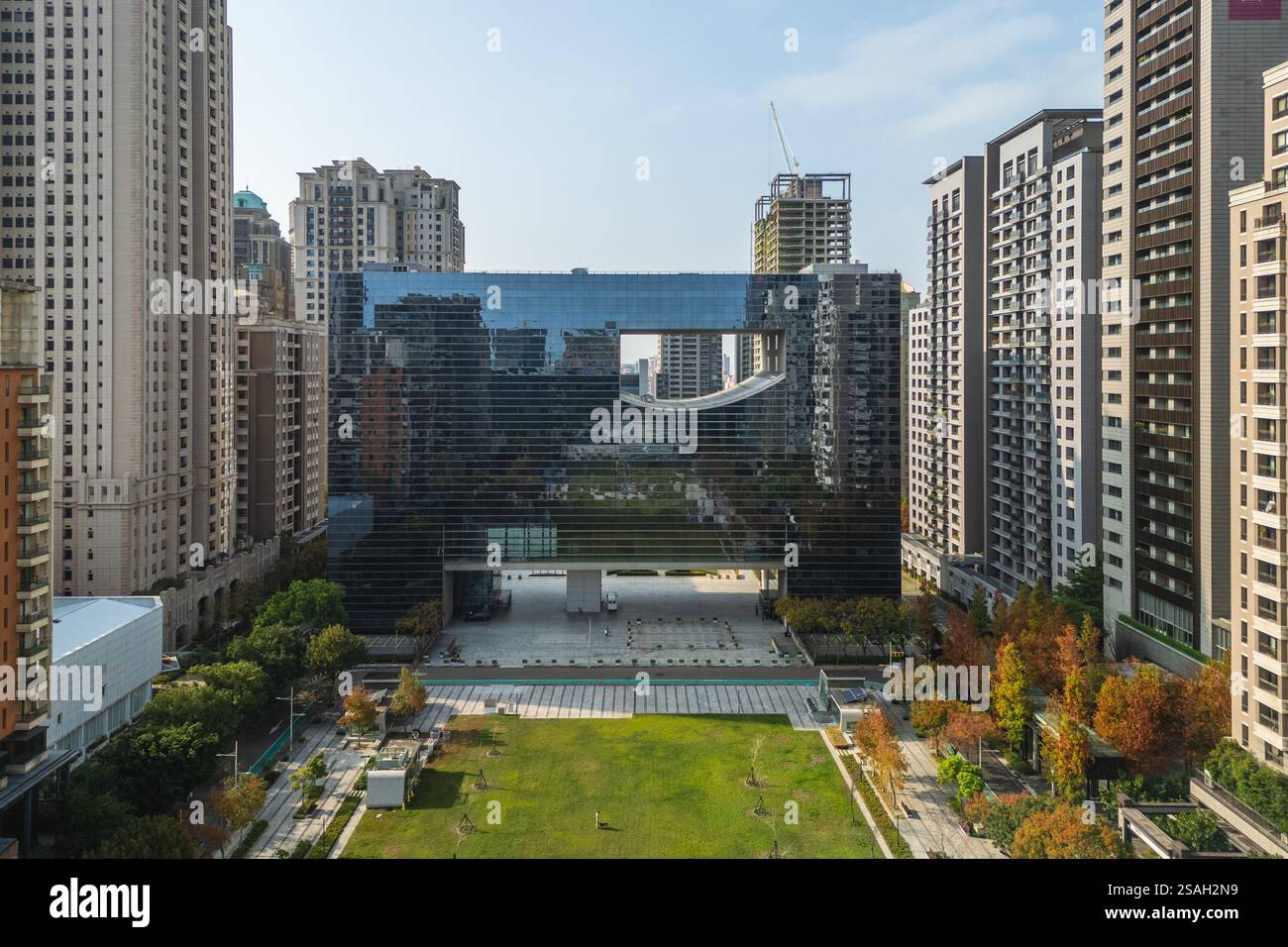Aerial view of Taichung city hall in Taichung City, Taiwan Stock Photo ...