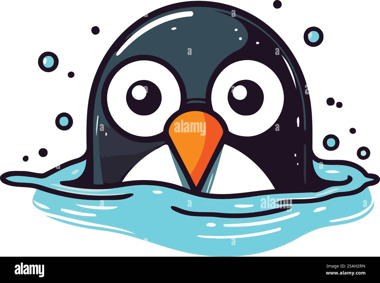 Cute penguin in water. Vector illustration isolated on white background ...