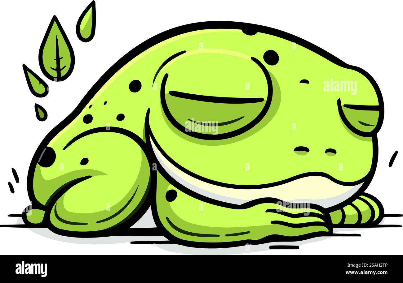 Frog sleeping on the ground. Vector illustration of a cartoon frog ...