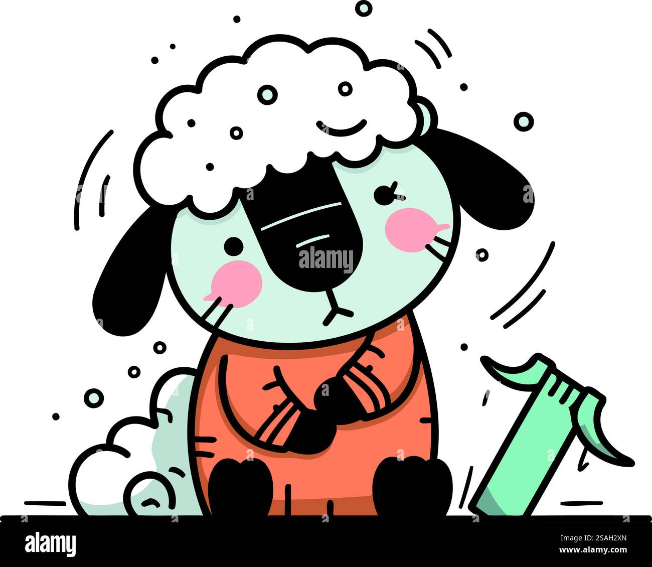 Sheep with a ruler and pen. Vector illustration in flat style Stock ...