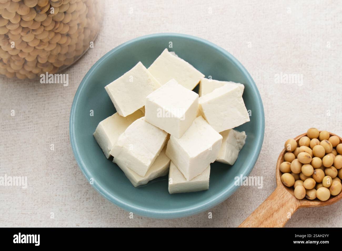 Tahu or Tofu, one of raw ingredient food made from fermented soybean ...