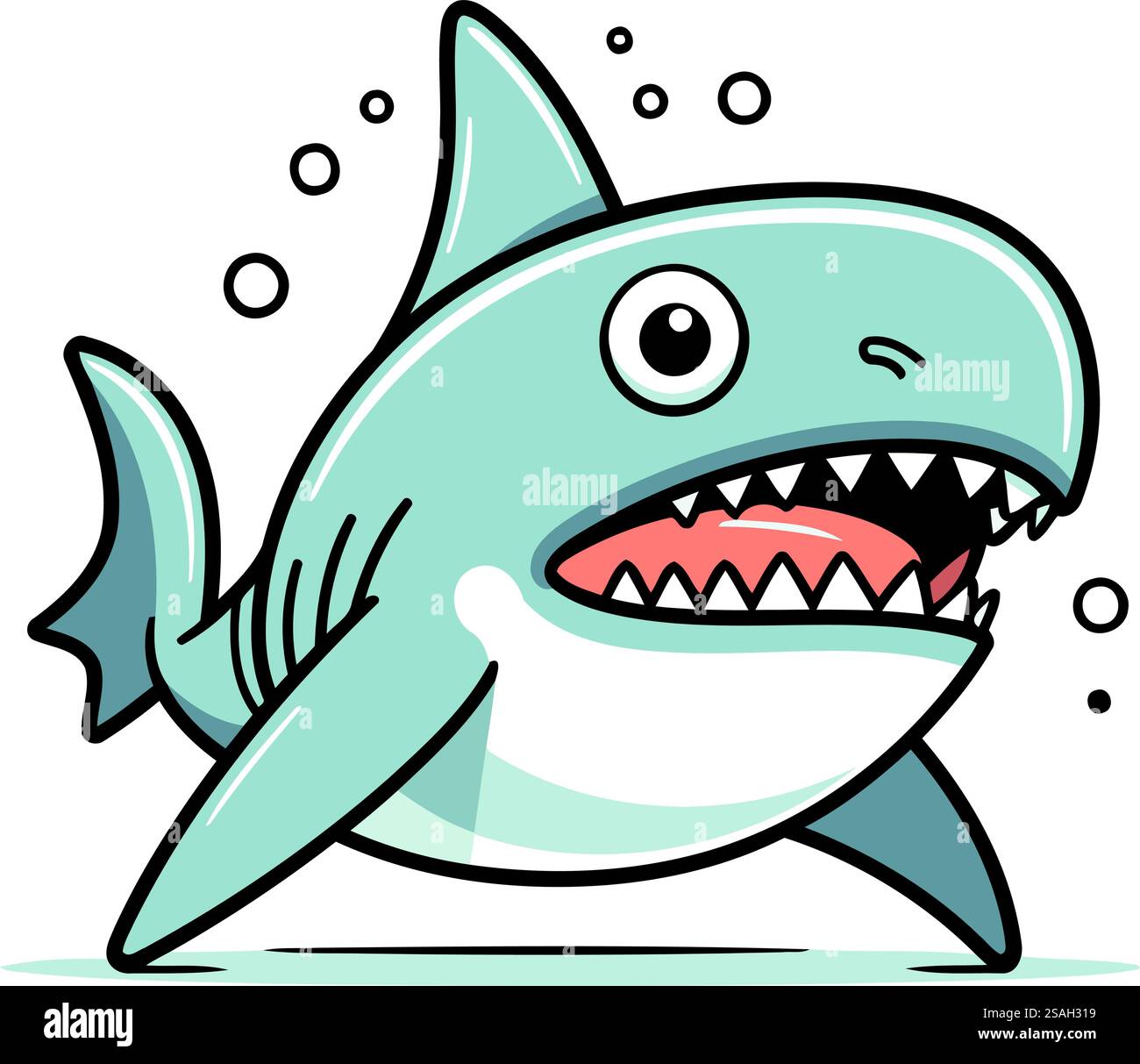Shark cartoon character. Vector illustration of a funny little shark ...
