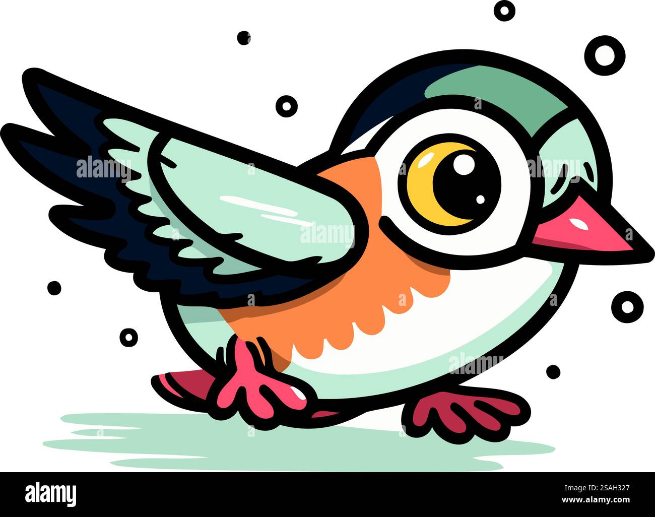 Cartoon illustration of a cute little bird. Vector clip art Stock ...