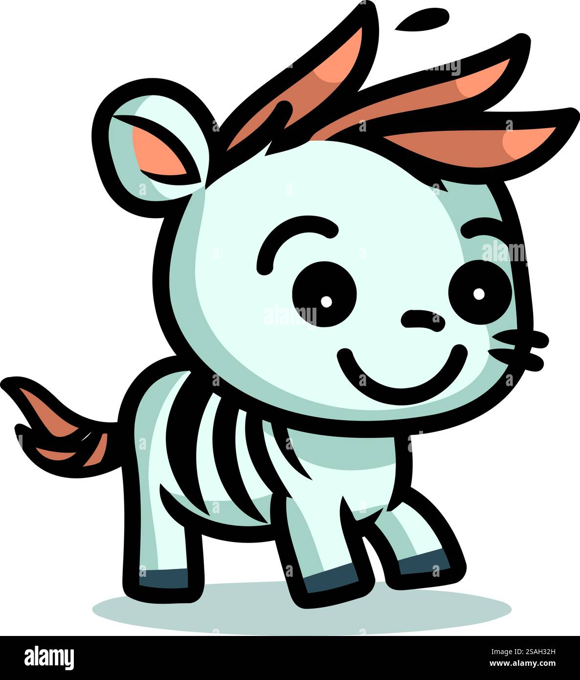 Cute zebra cartoon character vector illustration. Cute zebra mascot ...