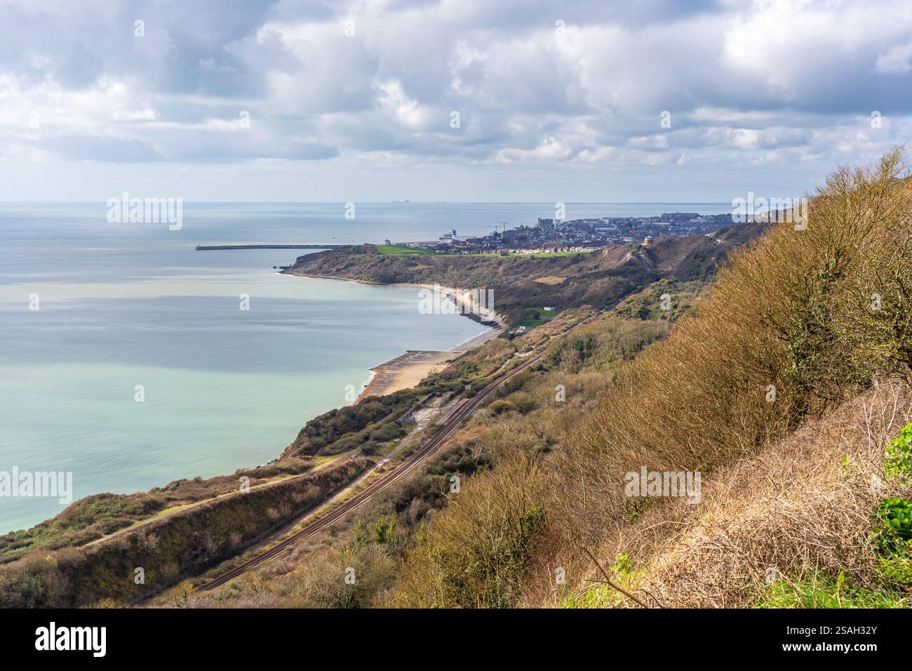 View of Folkestone Warren Nature Reserve and East Wear Bay in ...
