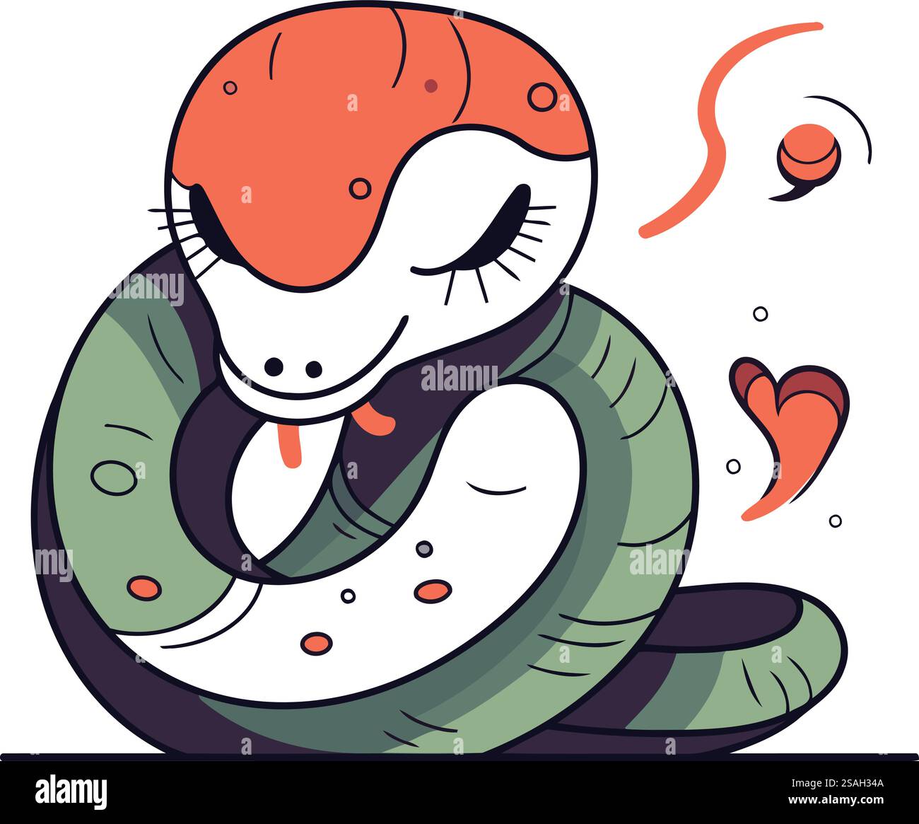 Cute cartoon snake. Vector illustration of a snake in a flat style ...