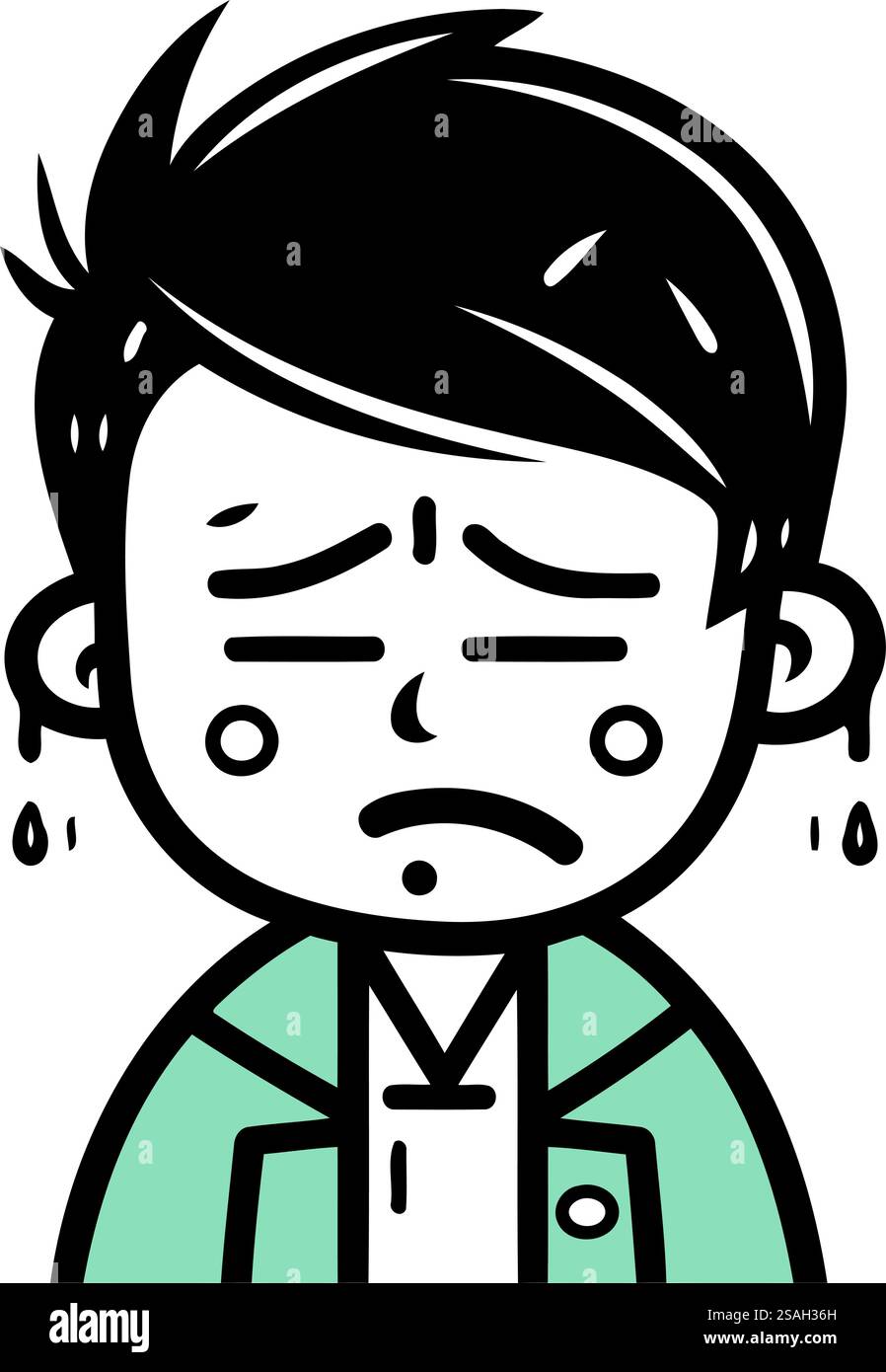 Illustration of a cartoon boy crying. Vector illustration on white ...