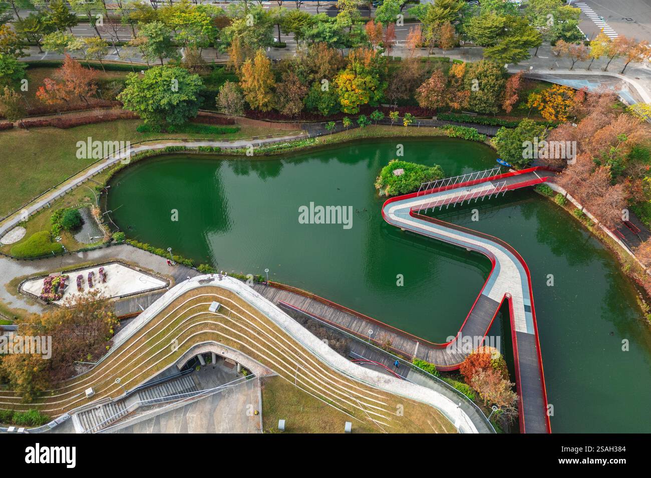 Aerial view of Maple Garden next to Taiwan Boulevard in Taichung ...
