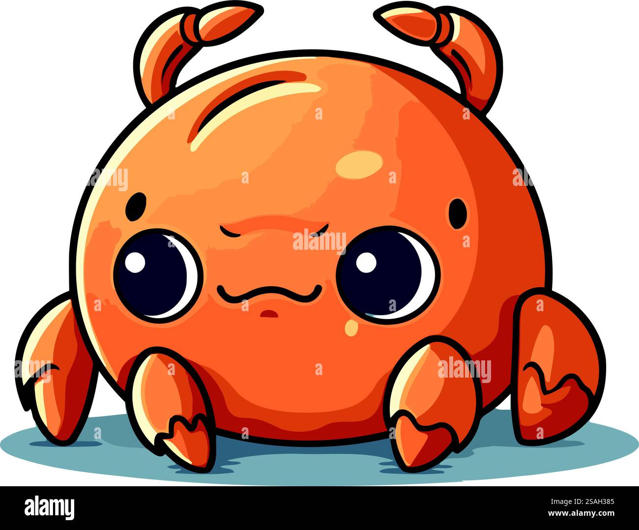Cute cartoon crab character isolated on white background. Vector ...