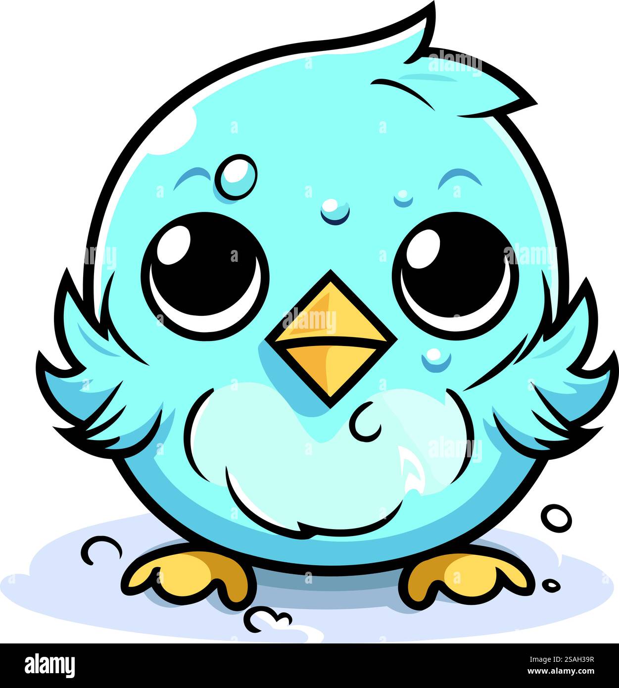Cute blue bird isolated on white background. Vector cartoon ...
