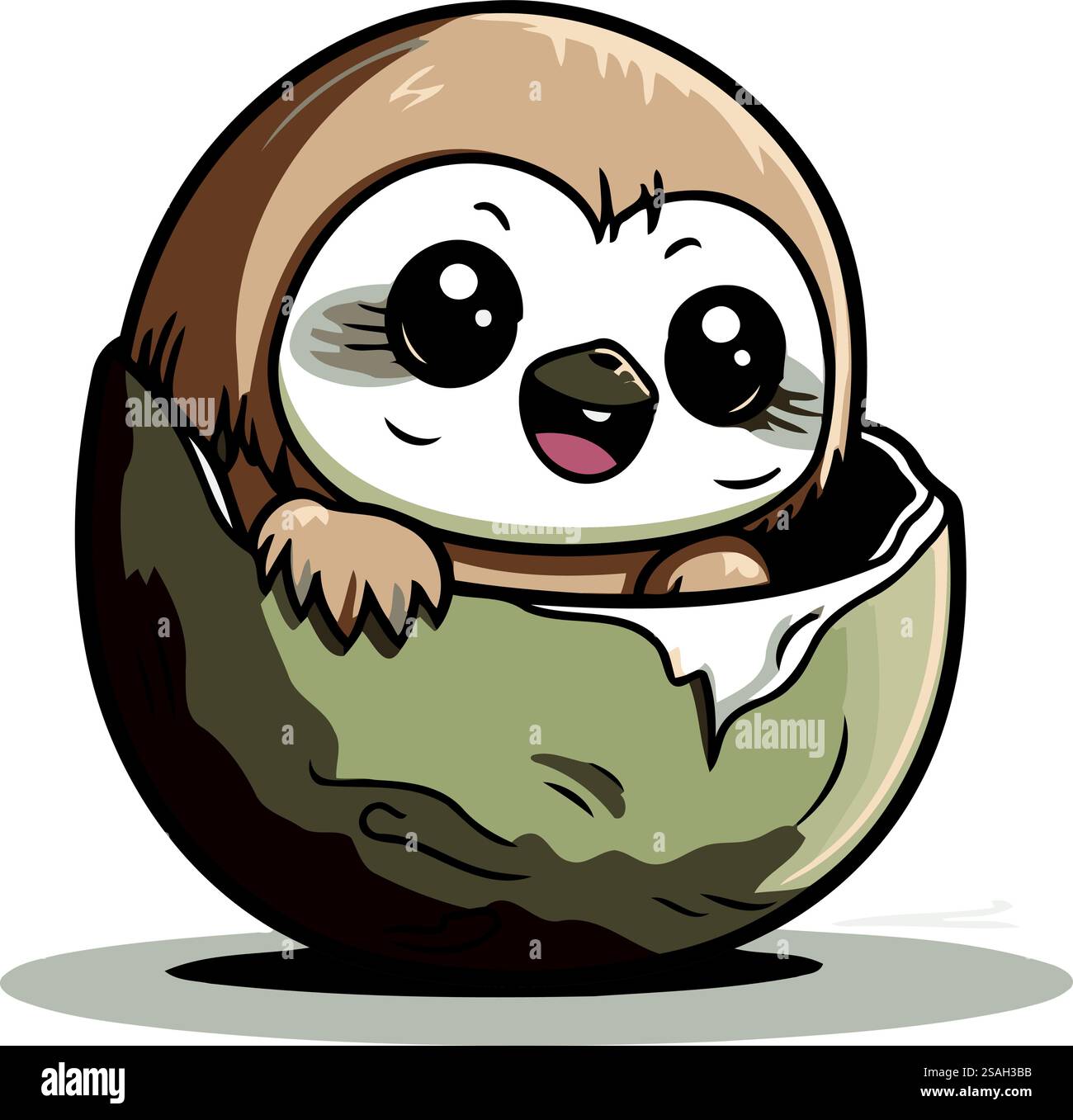 Cute sloth peeking out of the egg. Vector illustration Stock Vector ...