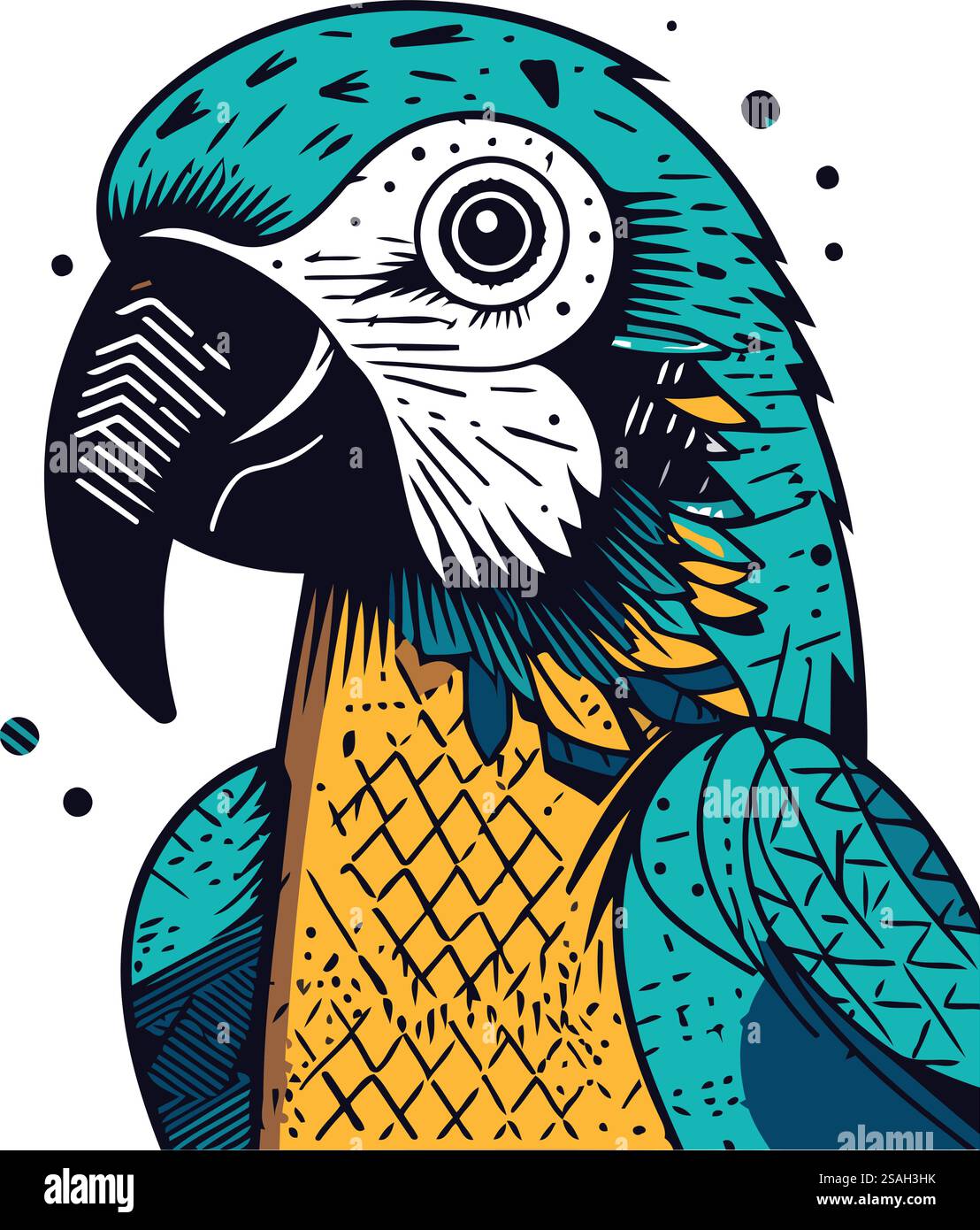 Cute parrot vector illustration. Hand drawn exotic tropical bird Stock ...