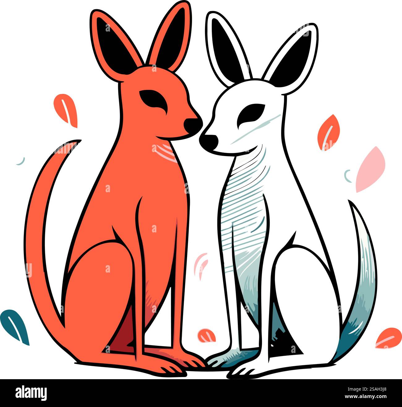 Cute kangaroos. sketch for your design. Vector illustration Stock Vector Image & Art - Alamy