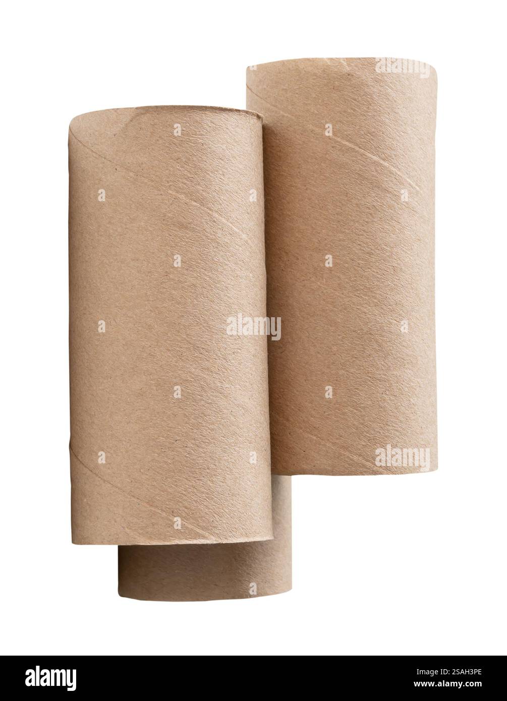 Top view of tissue paper cores or toilet paper tubes in stack is ...