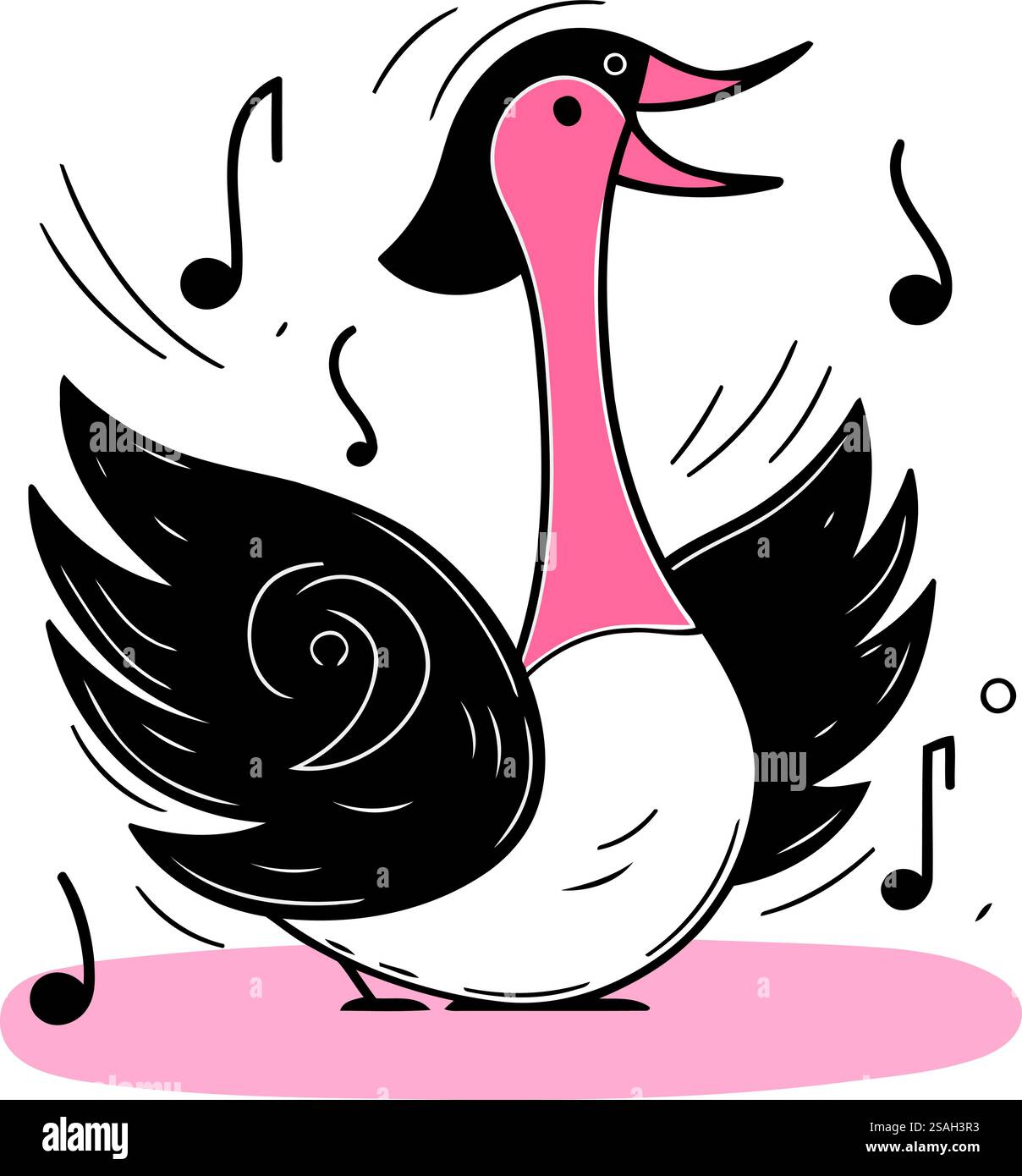 Swan with musical notes. Vector illustration in doodle style Stock ...