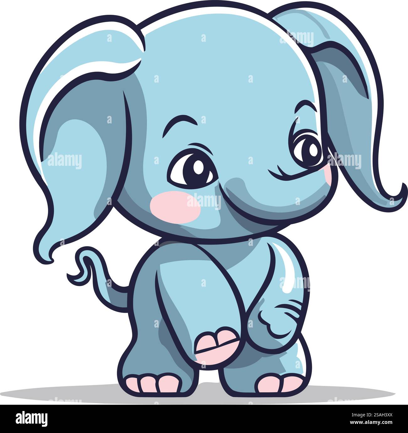 Cute baby elephant cartoon character. Vector illustration on white ...