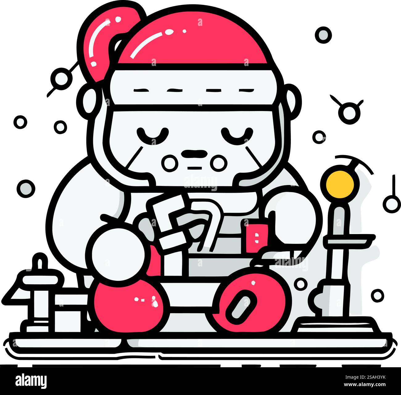 Cute rhino in santa claus costume. Vector illustration Stock Vector ...