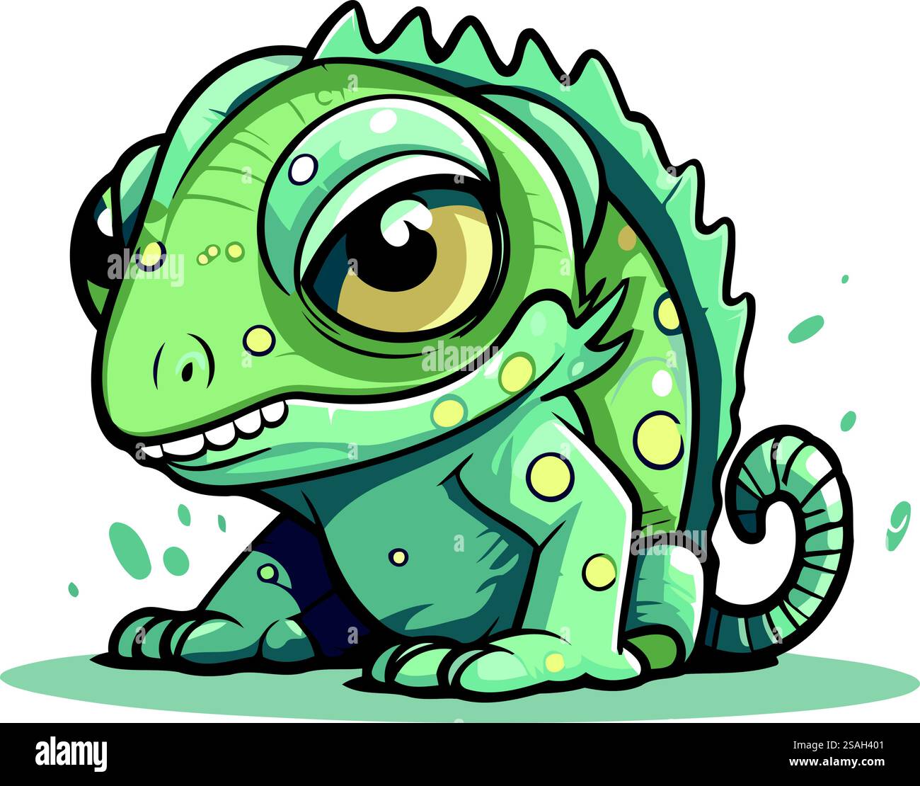 Cartoon chameleon. Isolated on white background. Vector illustration ...