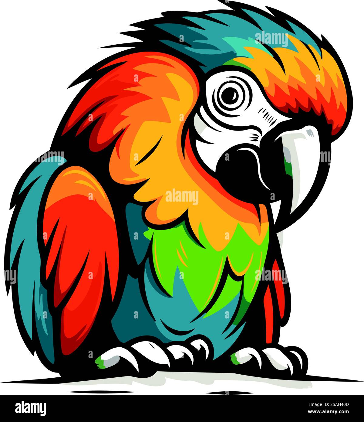 Colorful parrot vector illustration. Isolated on white background Stock ...