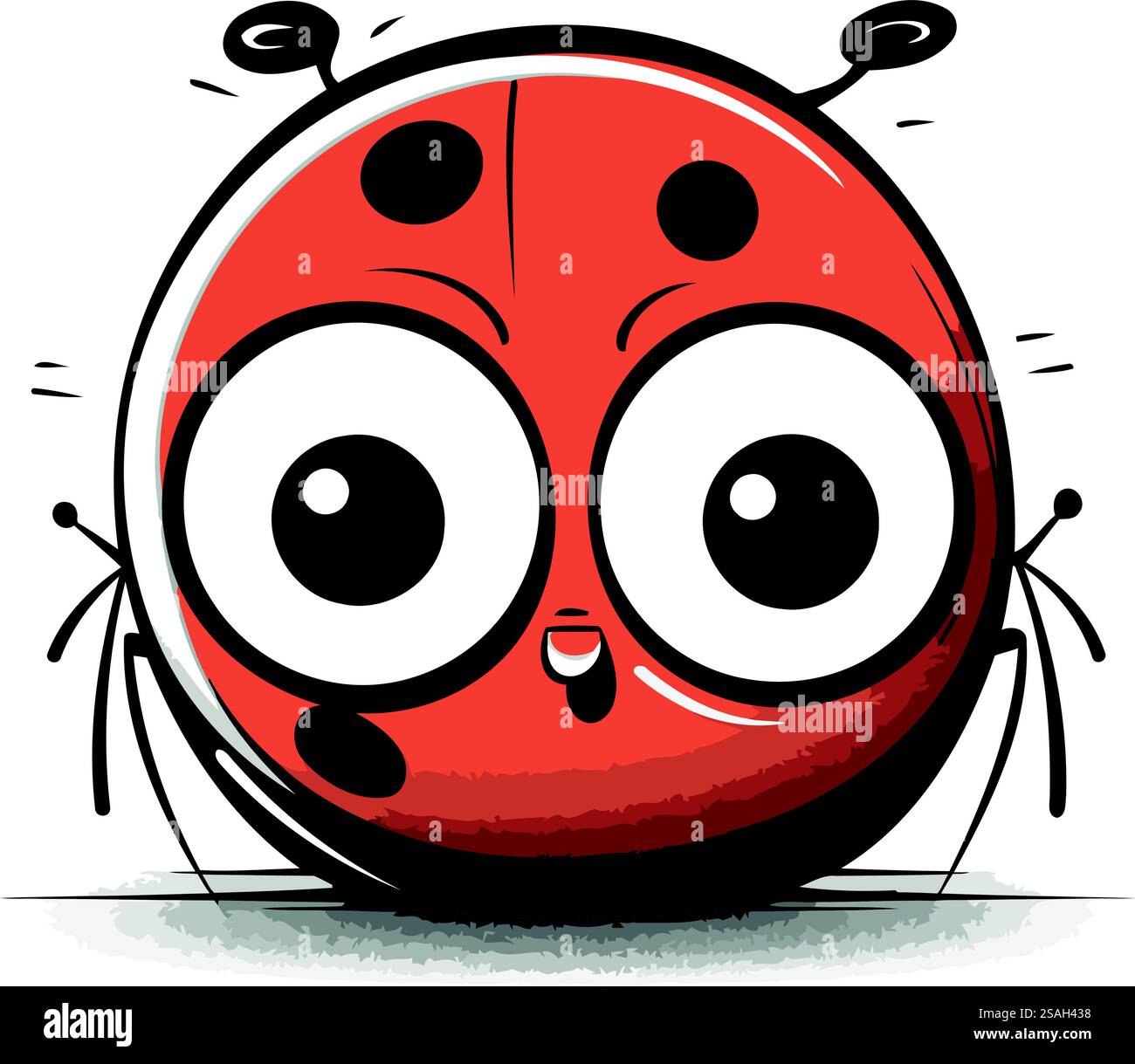 Cute cartoon ladybug with eyes and mouth. Vector illustration Stock ...