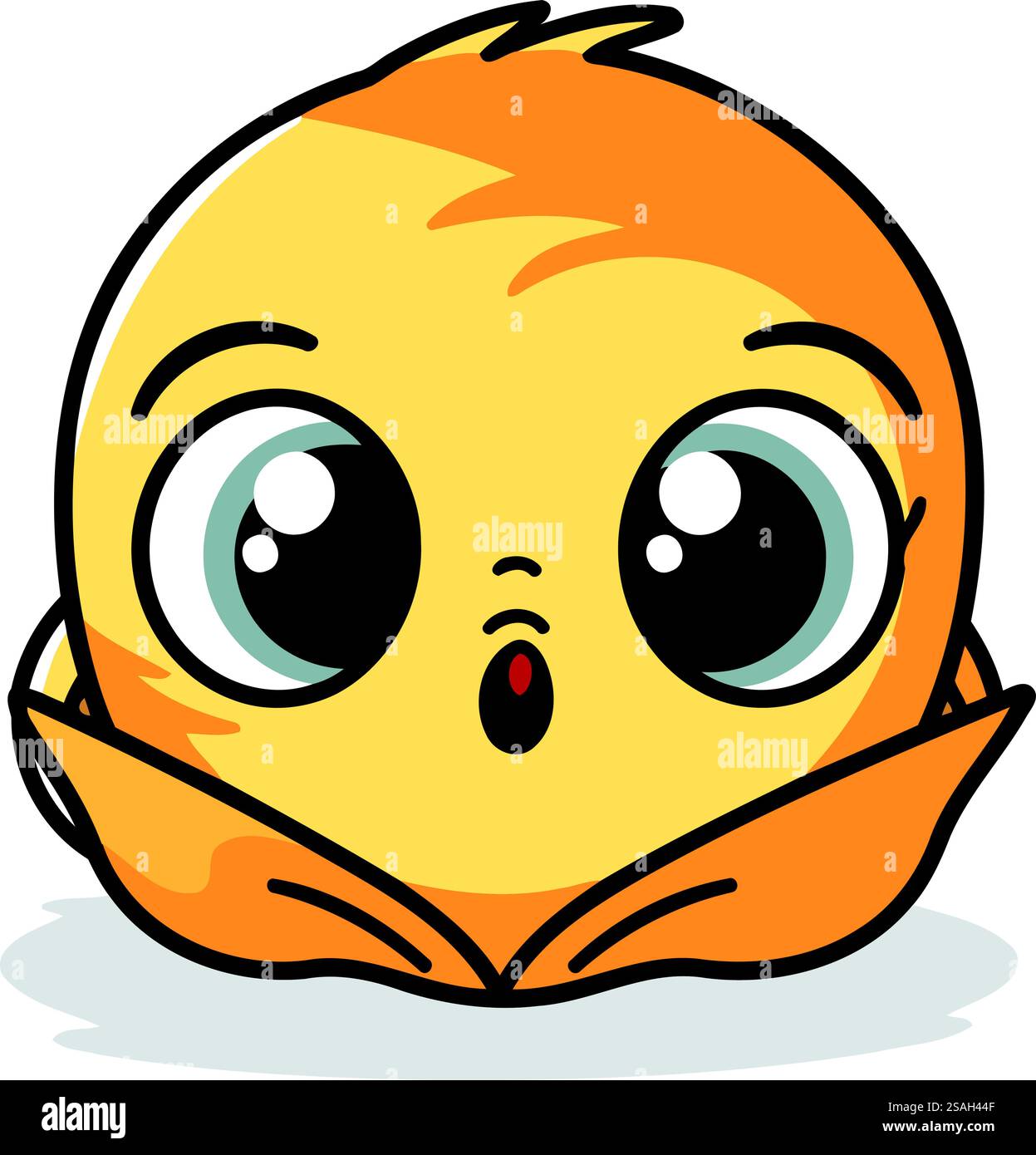 Cute Cartoon Yellow Baby Face Emoticon. Vector Illustration Stock ...