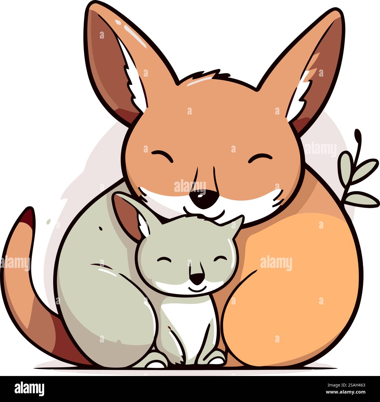 Cute kangaroo and cat. Vector illustration of a funny kangaroo Stock ...
