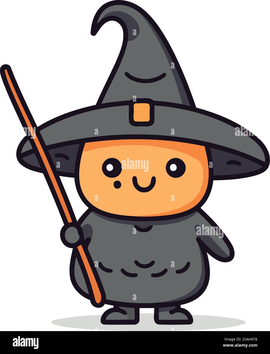 Cute Little Halloween Witch Character Vector Illustration. Cartoon ...