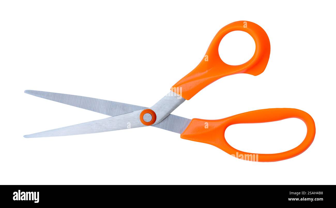 Medium open multipurpose scissors with orange handle in horizon is ...