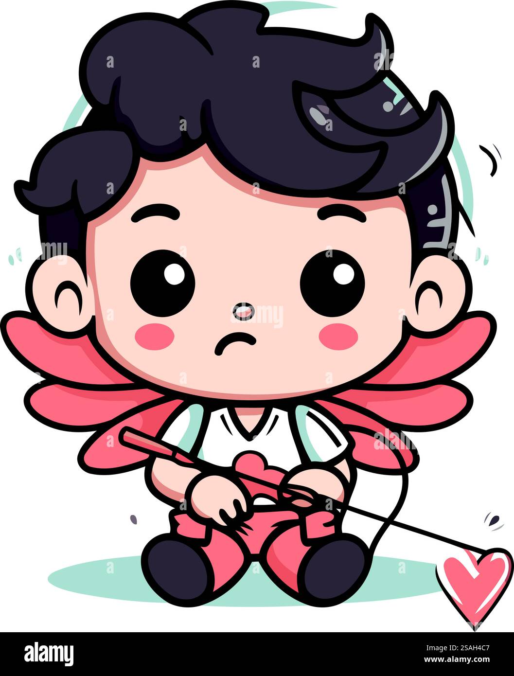 Cute boy playing bow and arrow. Vector illustration in cartoon style ...