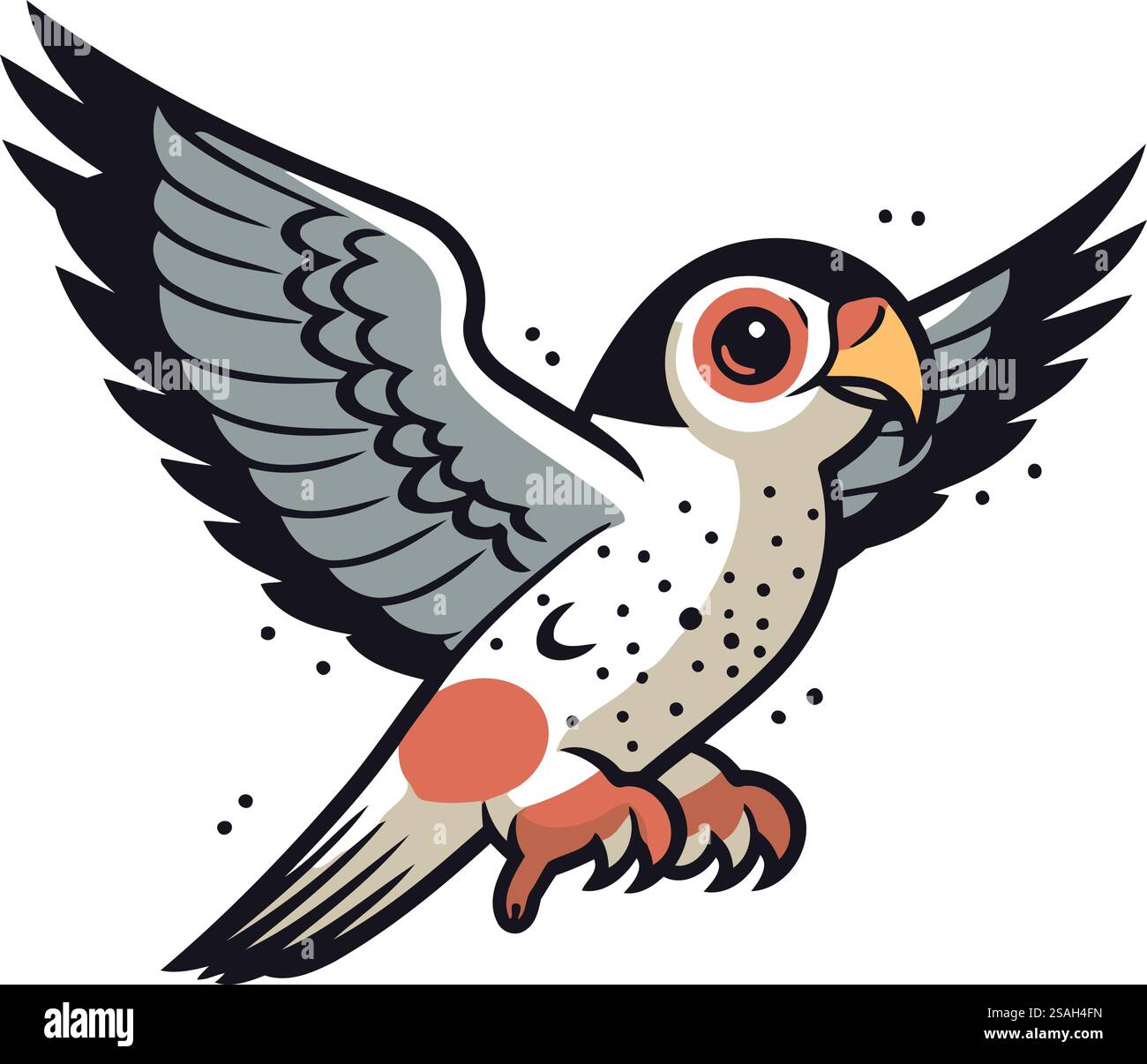 Vector image of a flying owl on a white background. Vector illustration ...