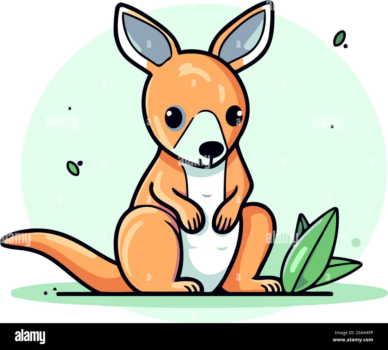 Cute kangaroo sitting on the ground. Vector illustration Stock Vector ...