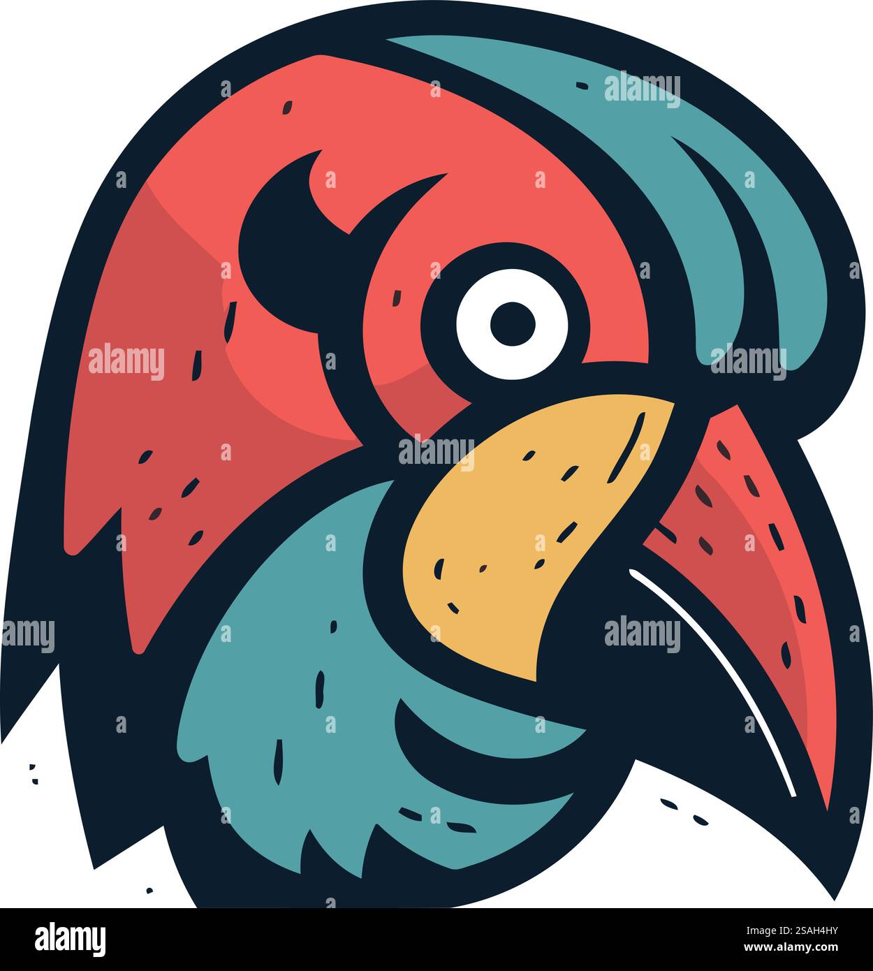 Colorful parrot head. Vector illustration in cartoon style. Isolated on ...