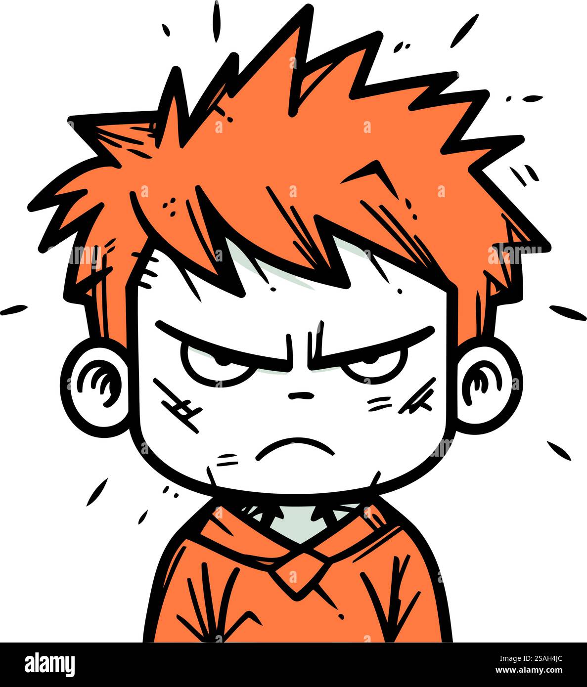 Angry cartoon boy with tears on his face. Vector illustration Stock ...