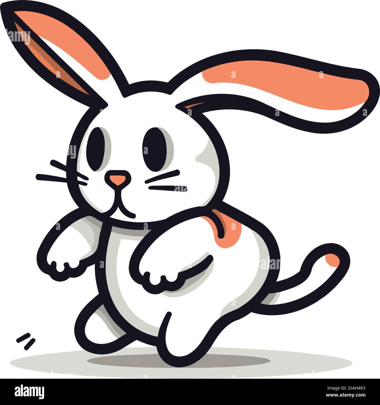 Cute cartoon rabbit running isolated on white background. Vector ...