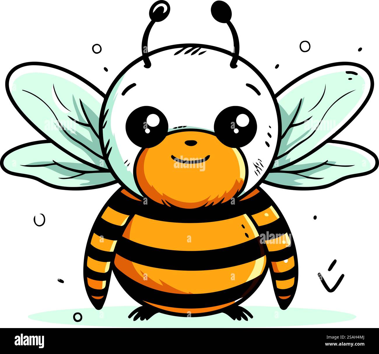 Cute cartoon bee with wings. Vector illustration isolated on white ...
