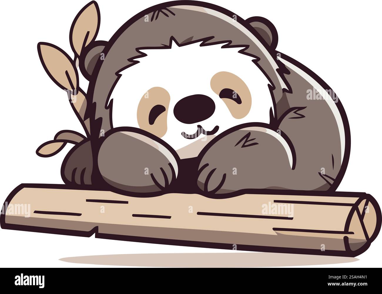 Cute cartoon sloth lying on a log. Vector illustration Stock Vector ...