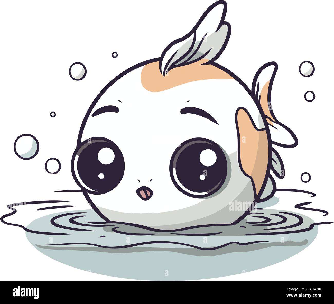 Cute kawaii kawaii fish in water. Vector illustration Stock Vector ...