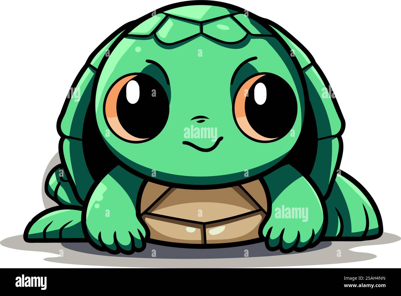 Cute baby turtle. Vector illustration of a funny cartoon turtle Stock ...