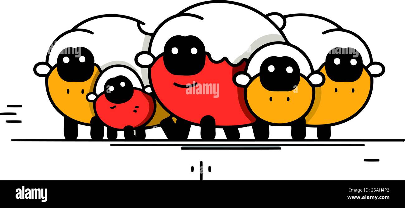 Cute little sheep cartoon vector illustration. Cute animal character ...