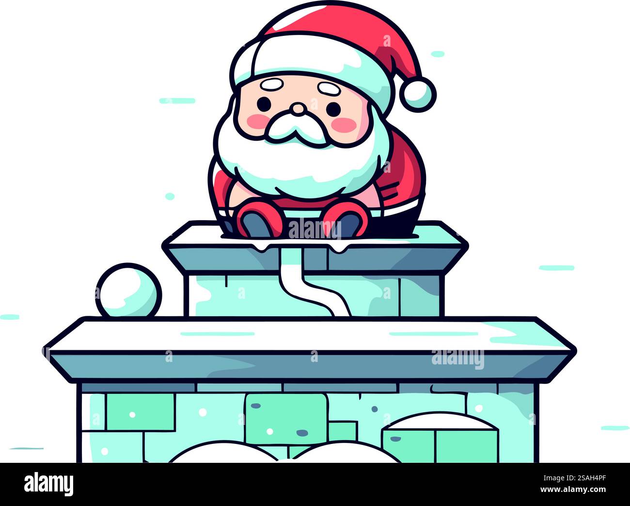 Santa Claus sitting on the chimney. Vector illustration in cartoon ...