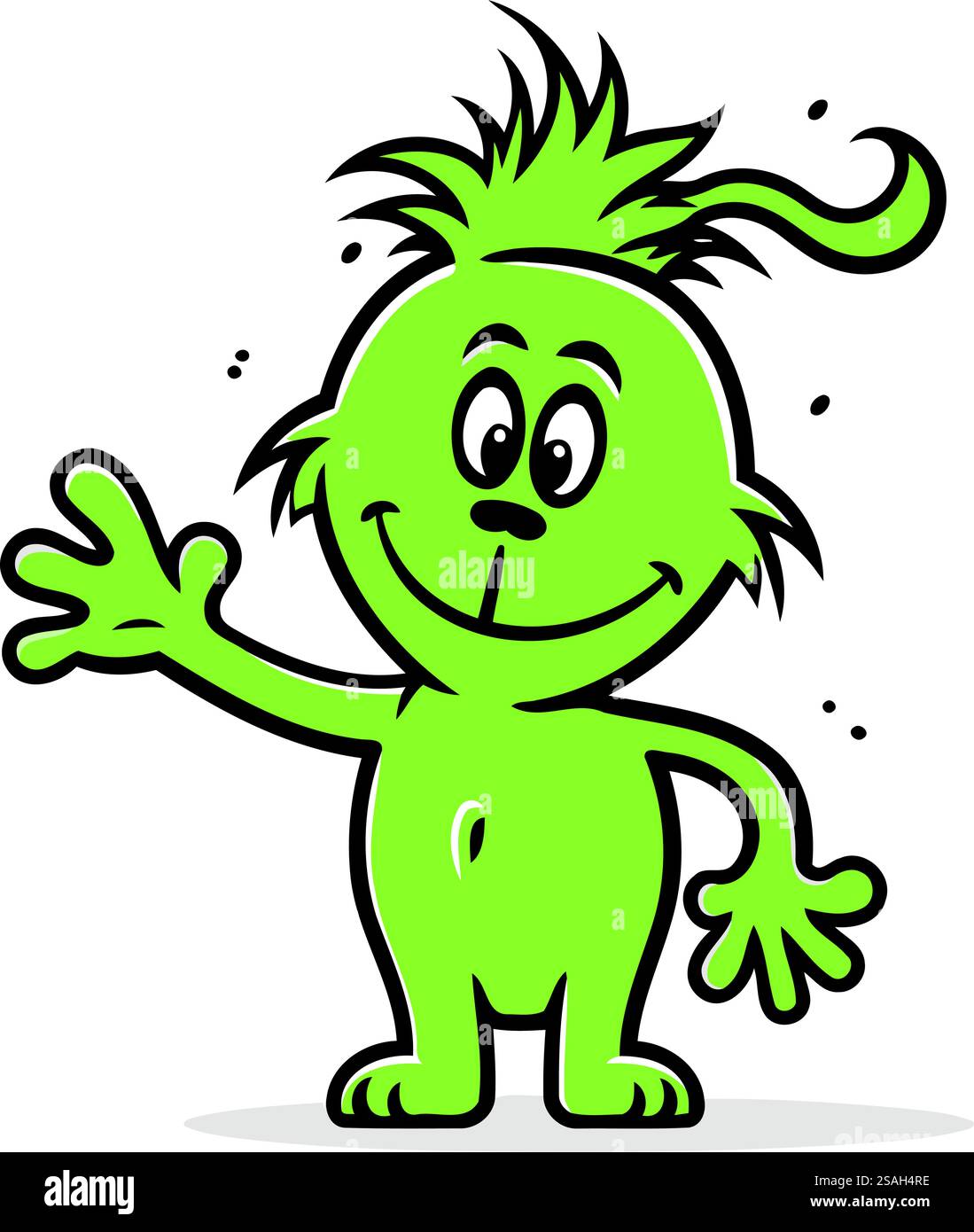 Cartoon monster waving hand. Vector illustration of funny monster ...