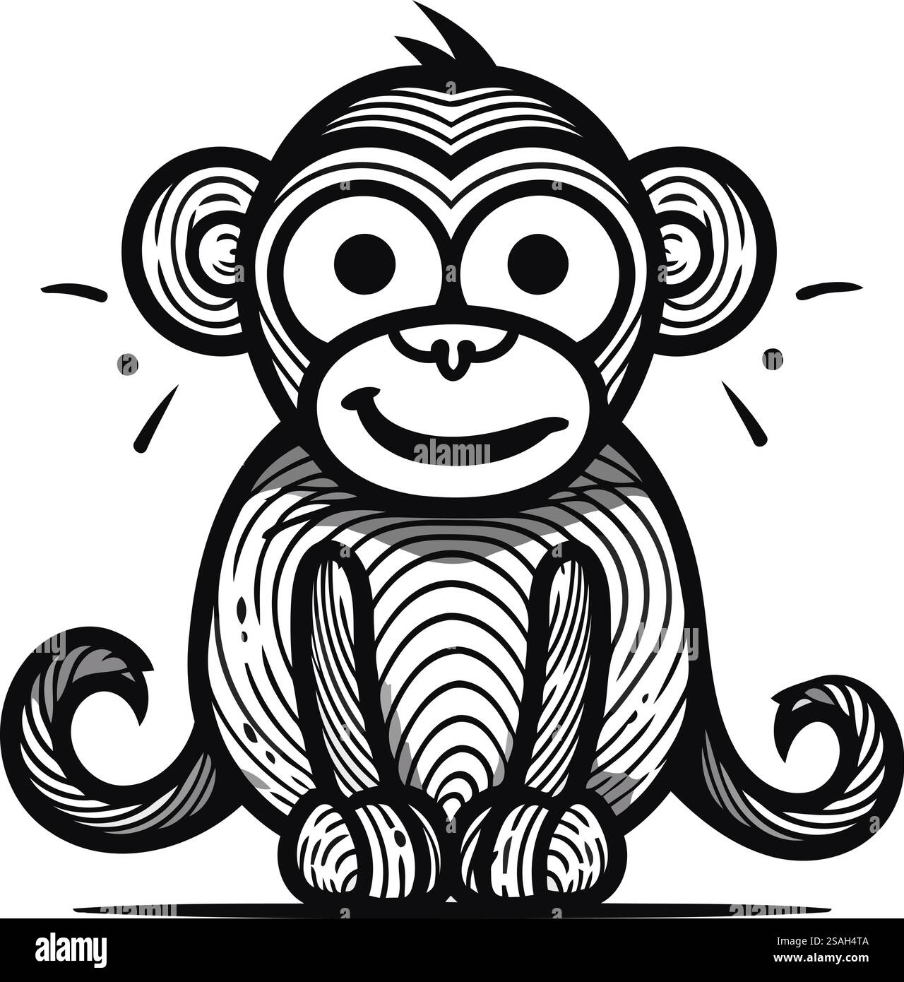 Monkey doodle hand drawn vector illustration in cartoon style Stock ...